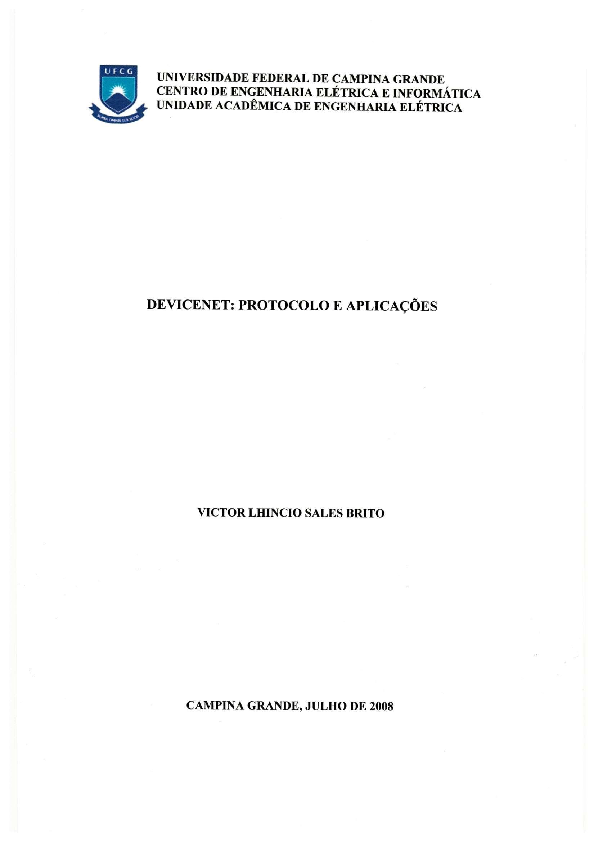 (PDF) DeviceNet: protocolos e aplicações