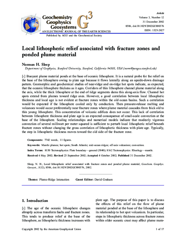 (PDF) Local lithospheric relief associated with fracture zones and ...