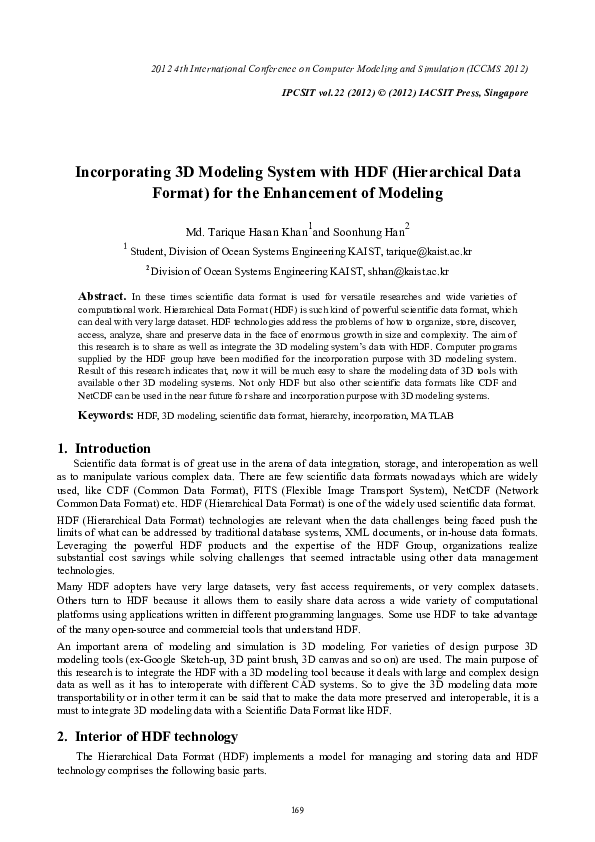 (PDF) Incorporating 3D Modeling System with HDF (Hierarchical Data Format) for the Enhancement ...
