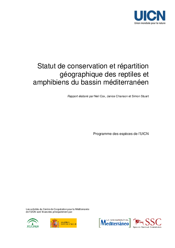 (PDF) Statut de conservation et répartition géographique des reptiles ...