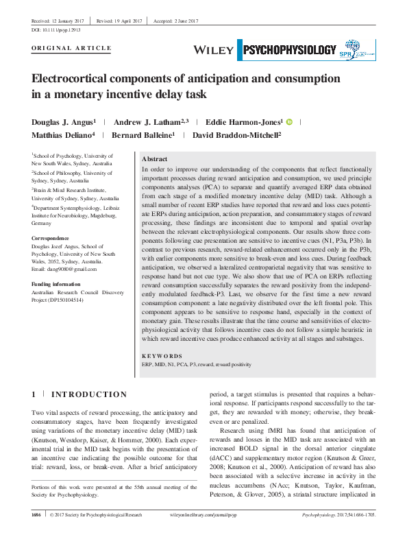 (PDF) Electrocortical components of anticipation and consumption in a ...