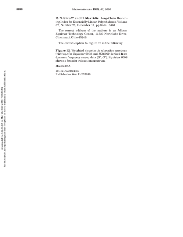 (PDF) Long-Chain-Branching Index for Essentially Linear Polyethylenes