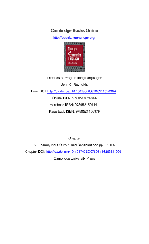(PDF) Theories of programming languages