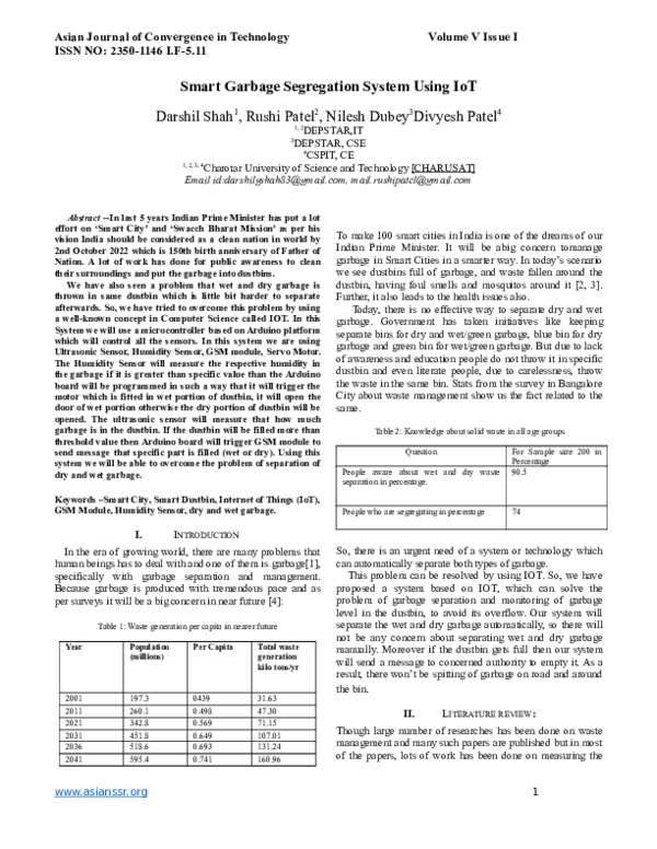 Smart Garbage Segregation System Using IoT