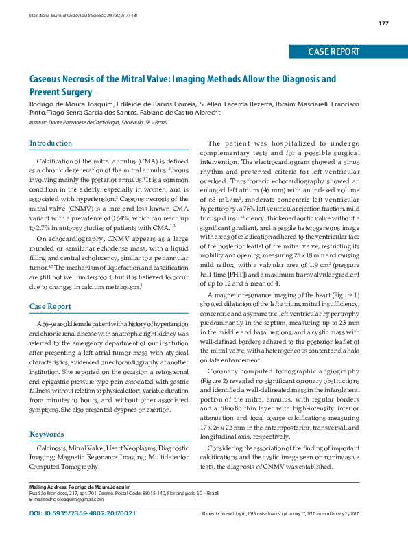 (PDF) Caseous Necrosis of the Mitral Valve: Imaging Methods Allow the ...