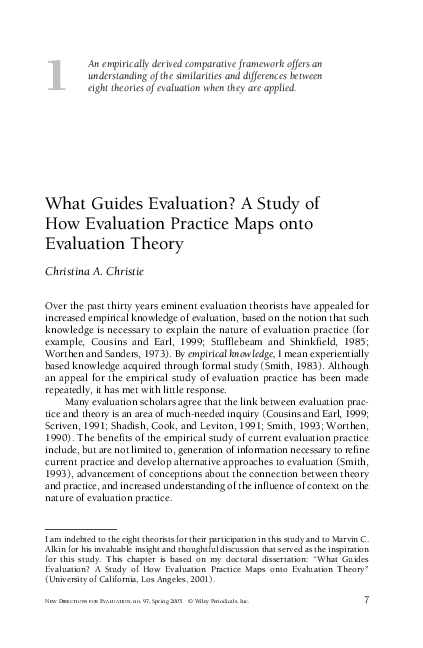 (PDF) What Guides Evaluation? A Study of How Evaluation Practice Maps ...