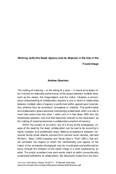 (PDF) Working (with) the Dead: Agency and its Absence in the Use of the ...