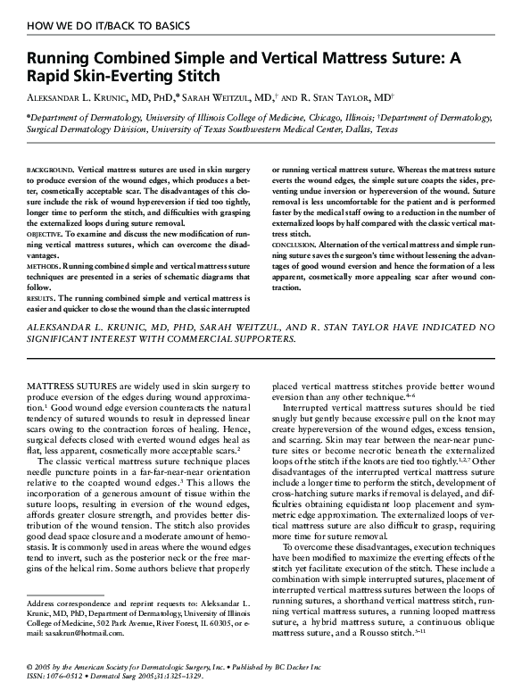 (PDF) Running Combined Simple and Vertical Mattress Suture: A Rapid ...