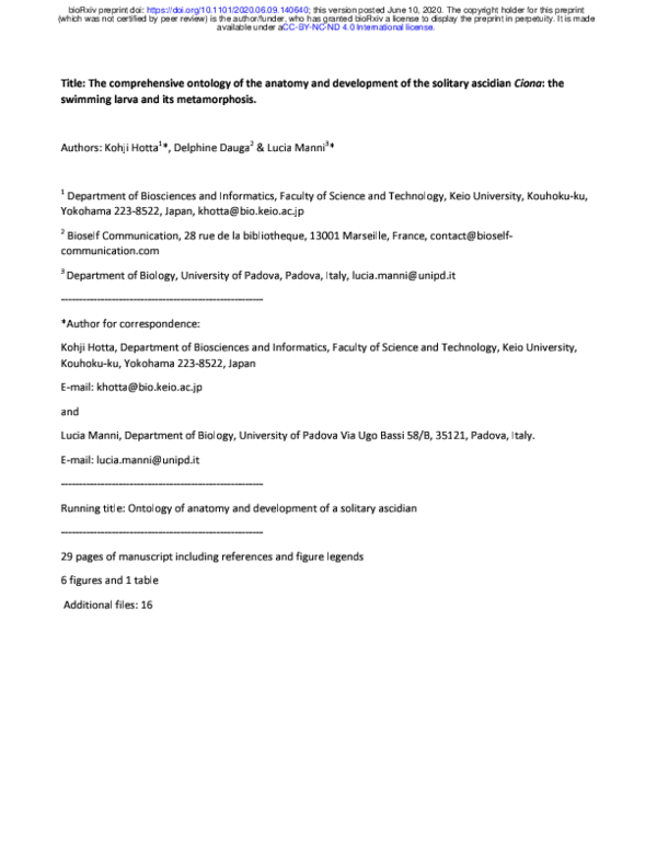 (PDF) The comprehensive ontology of the anatomy and development of the ...