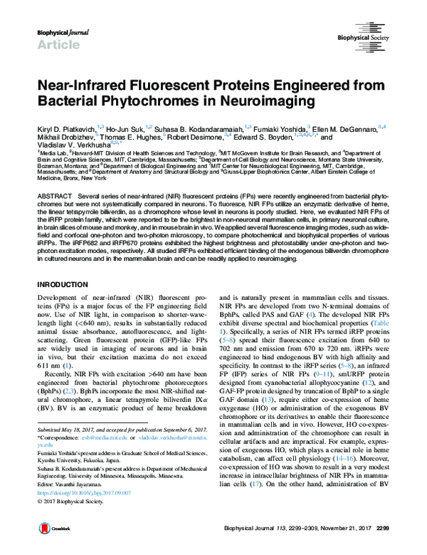 (PDF) Near-Infrared Fluorescent Proteins Engineered from Bacterial ...