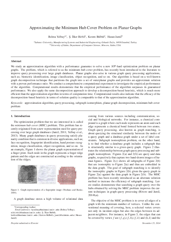 (PDF) Approximation for Minimum Hub Cover on Planar Graphs