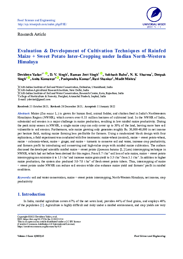 (PDF) Evaluation & Development of Cultivation Techniques of Rainfed ...