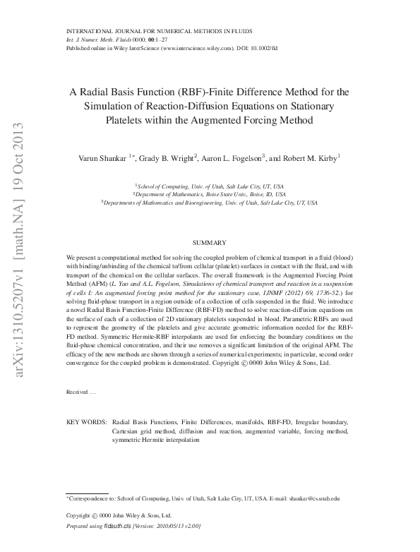 (PDF) A radial basis function (RBF) finite difference method for the ...