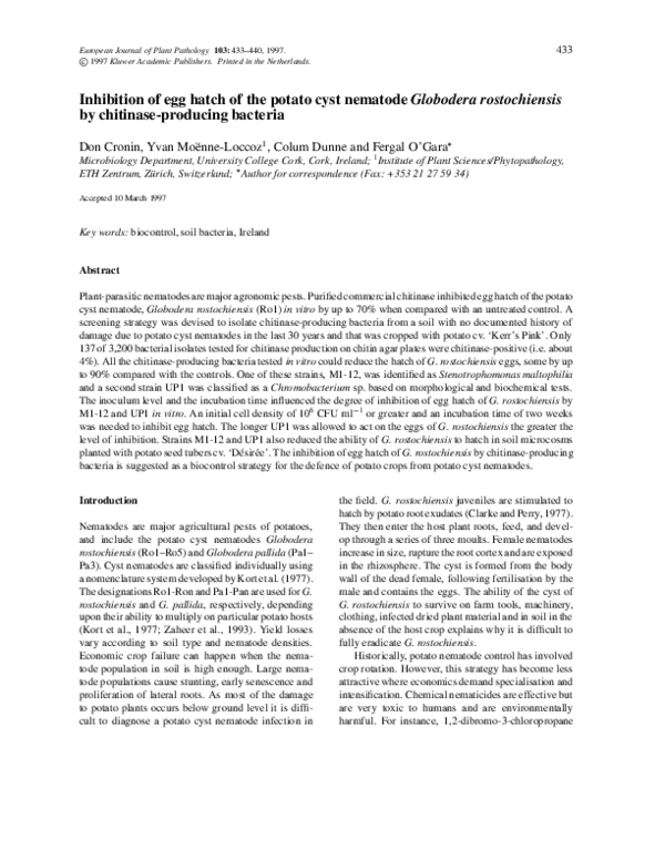 (PDF) Inhibition of egg hatch of the potato cyst nematode Globodera ...