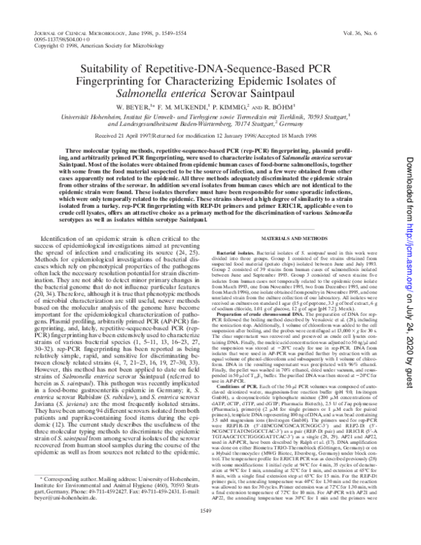 (PDF) Suitability of Repetitive-DNA-Sequence-Based PCR Fingerprinting for Characterizing ...