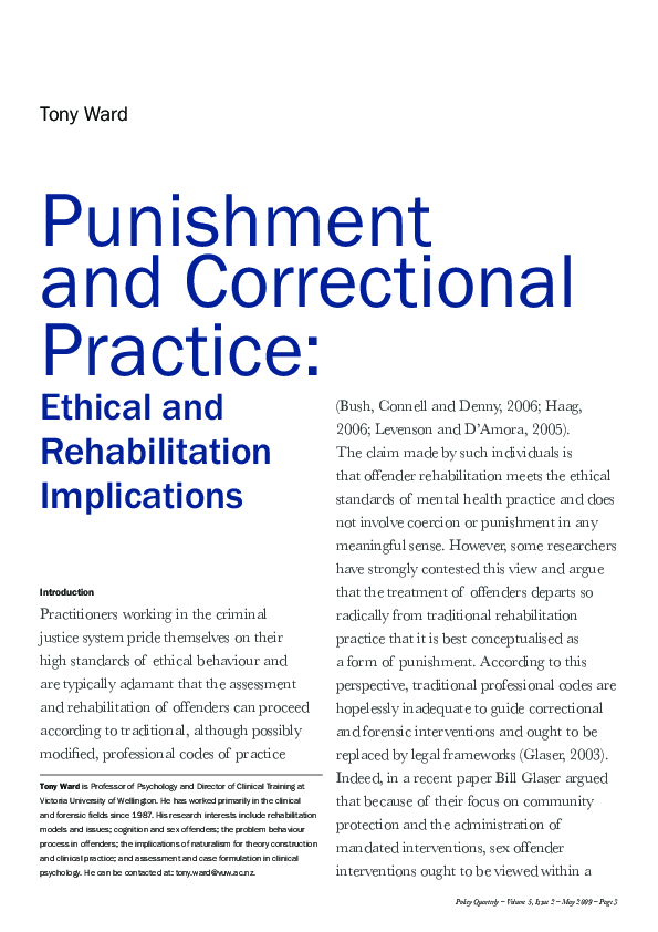 (PDF) Punishment and correctional practice: ethical and rehabilitation ...