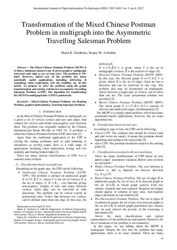 (PDF) Transformation of the mixed Chinese Postman problem in multigraph ...