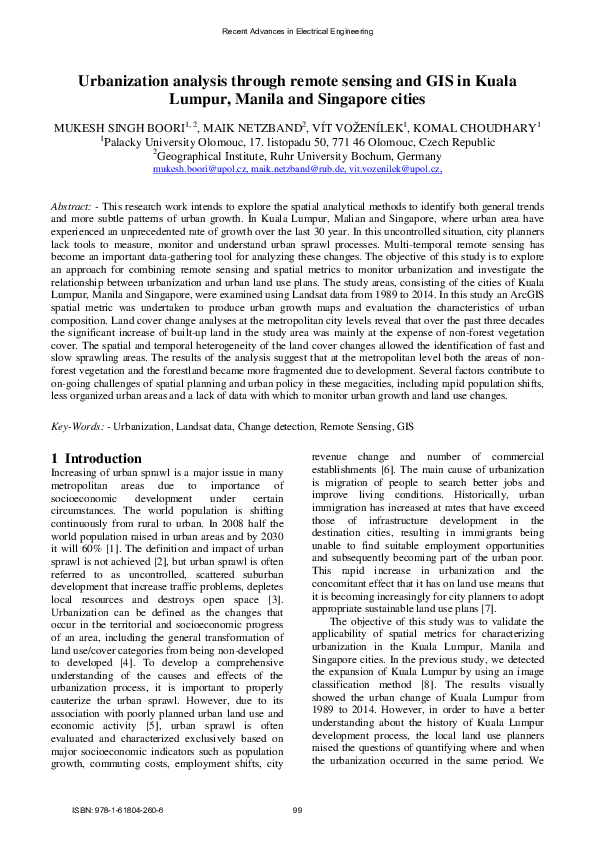(PDF) Urbanization analysis through remote sensing and GIS in Kuala ...