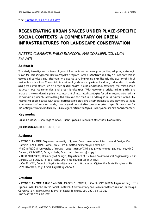 (PDF) Reerating Urban Spaces Under Place-Specific Social Contexts: A Commentary on Green ...