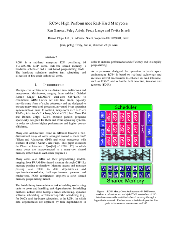 (PDF) RC64: High performance rad-hard manycore