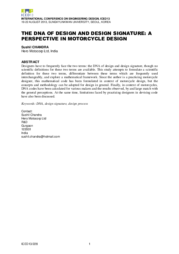 (PDF) The DNA of design and design signature: A perspective in ...