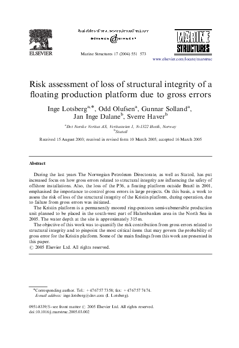 (PDF) Risk assessment of loss of structural integrity of a floating ...