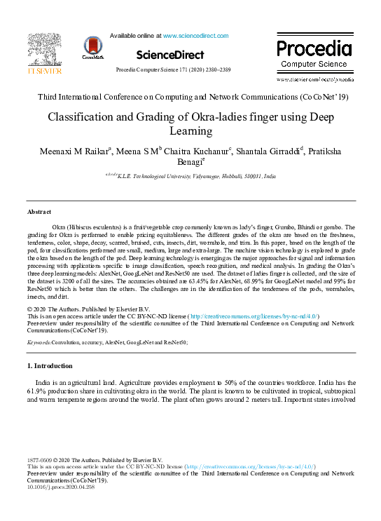 (PDF) Classification and Grading of Okra-ladies finger using Deep Learning
