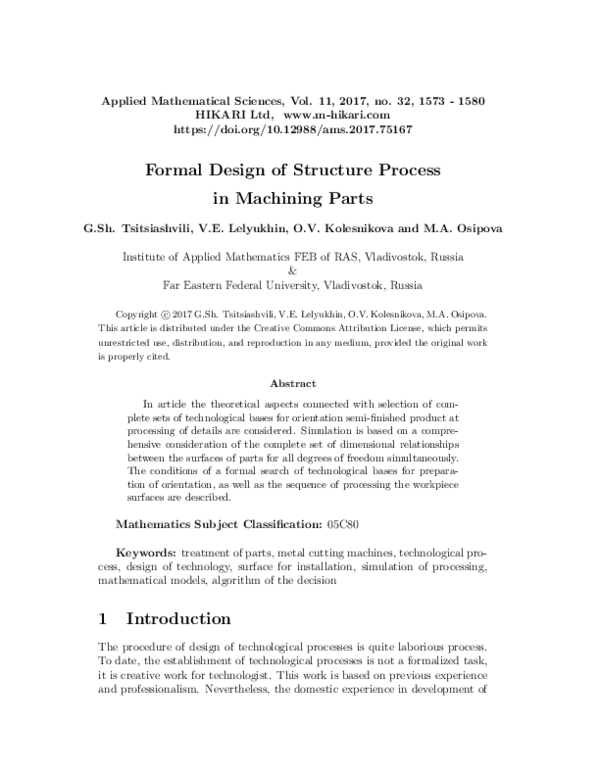(PDF) Formal design of structure process in machining parts