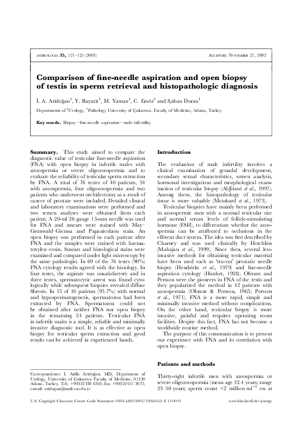 (PDF) Comparison of fine-needle aspiration and open biopsy of testis in ...