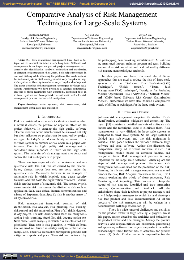 (PDF) Comparative Analysis of Risk Management Techniques for Large ...