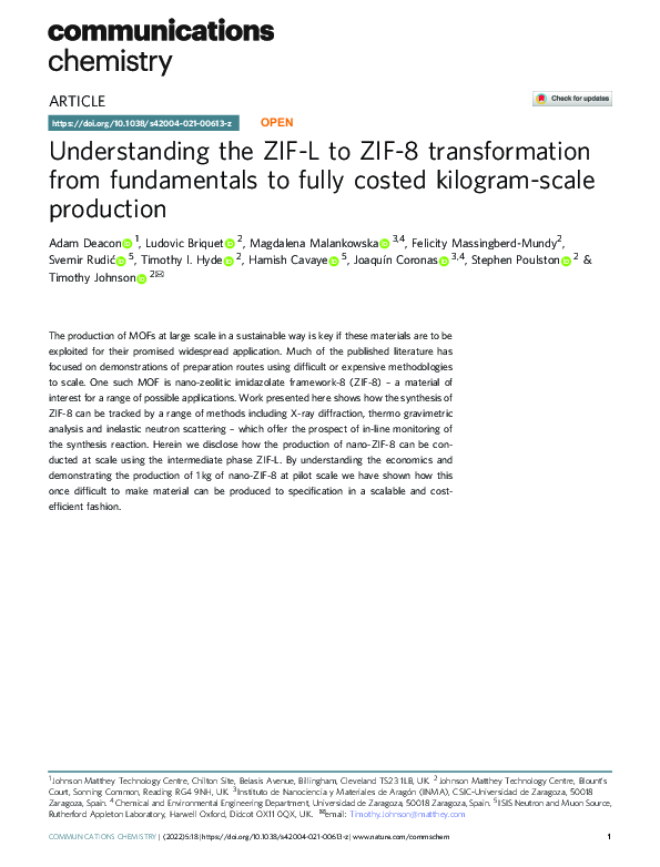 (PDF) Understanding the ZIF-L to ZIF-8 transformation from fundamentals ...