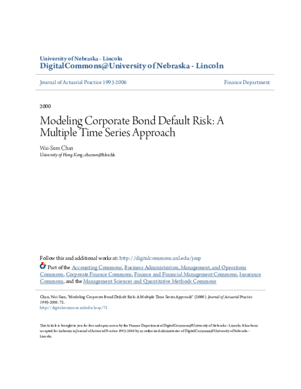 (PDF) Modeling Corporate Bond Default Risk: A MultipleTime Series Approach