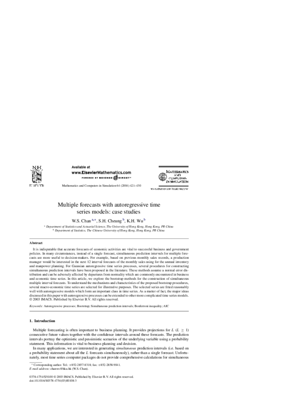 (PDF) Multiple forecasts with autoregressive time series models: case studies