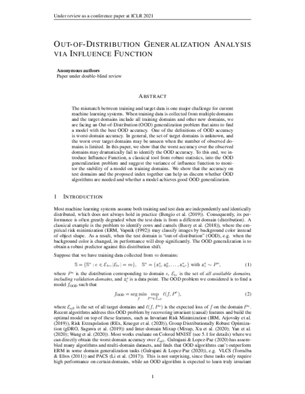 Pdf Out Of Distribution Generalization Analysis Via Influence Function Haotian Ye
