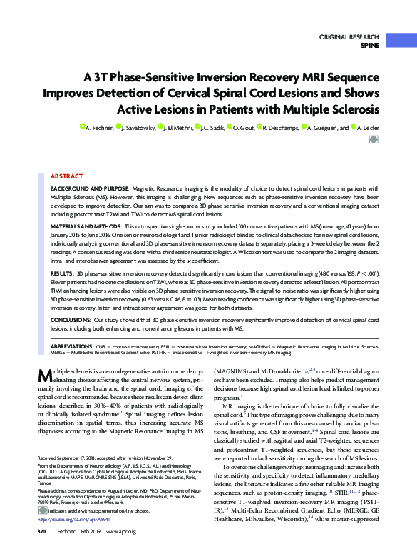 (PDF) A 3T Phase-Sensitive Inversion Recovery MRI Sequence Improves ...