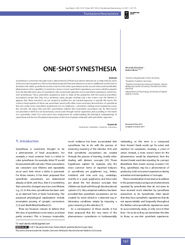 (PDF) One-shot Synesthesia