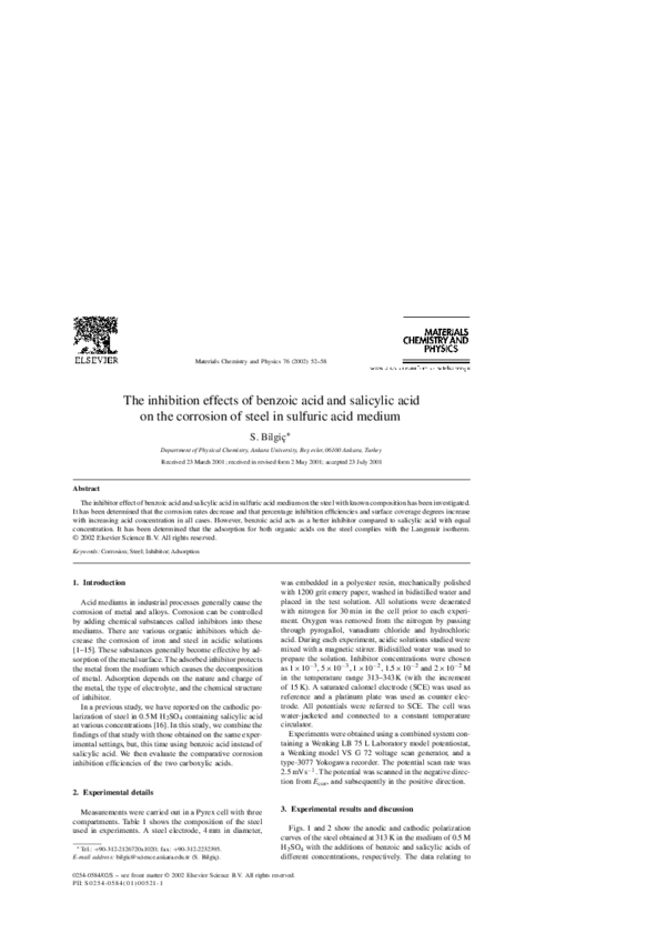 (PDF) The inhibition effects of benzoic acid and salicylic acid on the ...