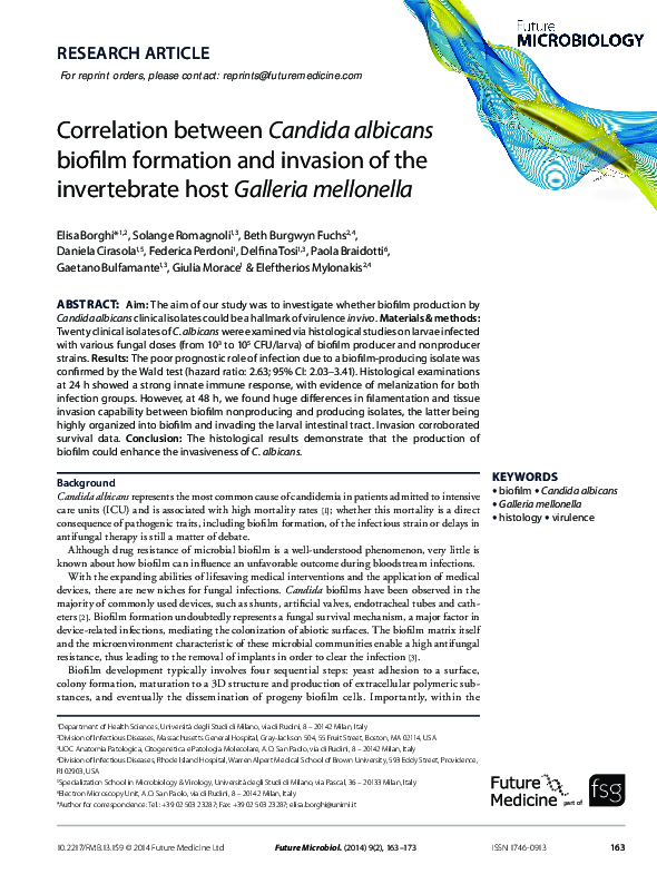 (PDF) Correlation between Candida albicans biofilm formation and ...