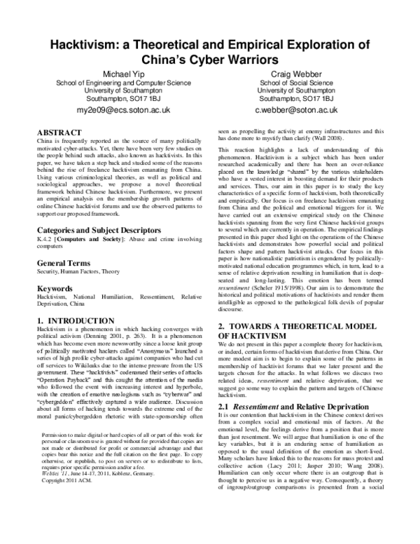 (PDF) Hacktivism