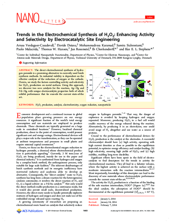(PDF) Trends in the Electrochemical Synthesis of H 2 O 2 : Enhancing ...