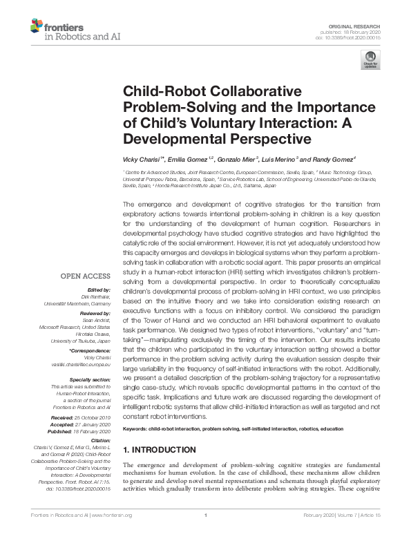 (PDF) Child-Robot Collaborative Problem-Solving and the Importance of ...
