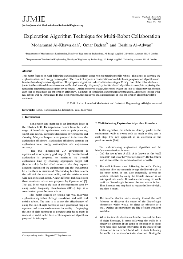 (PDF) Exploration Algorithm Technique for Multi-Robot Collaboration