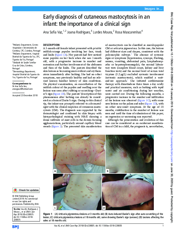 (PDF) Early diagnosis of cutaneous mastocytosis in an infant: the ...