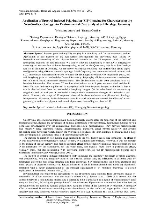 (PDF) Application of Spectral Induced Polarization (SIP) Imaging for Characterizing the Near ...