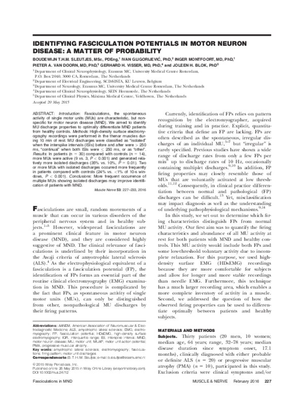 (PDF) Identifying fasciculation potentials in motor neuron disease: A ...