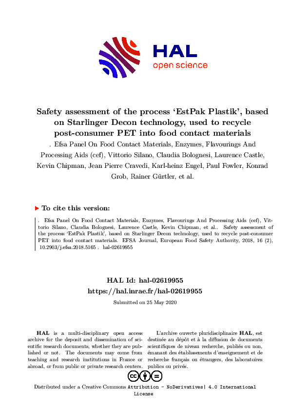 (PDF) Safety assessment of the process ‘EstPak Plastik’, based on ...