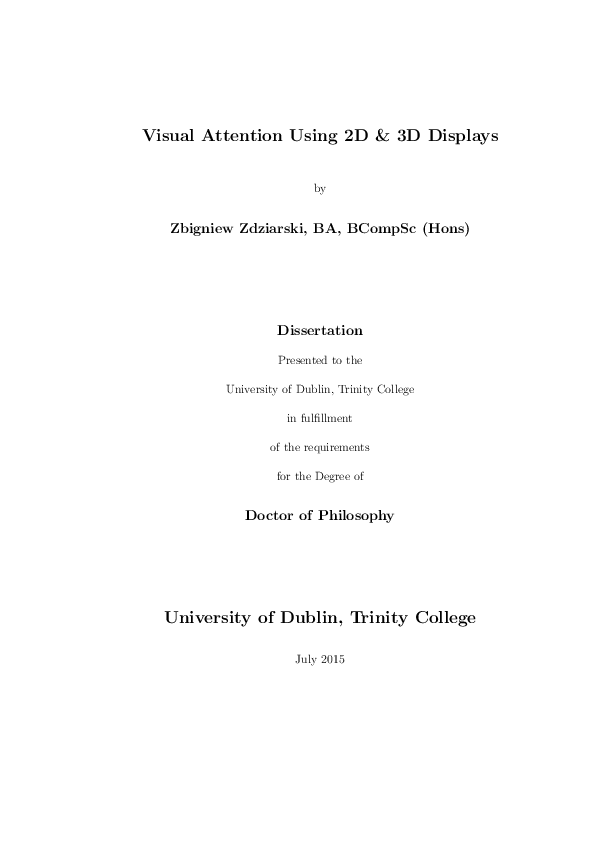 (PDF) Visual attention using 2D & 3D displays