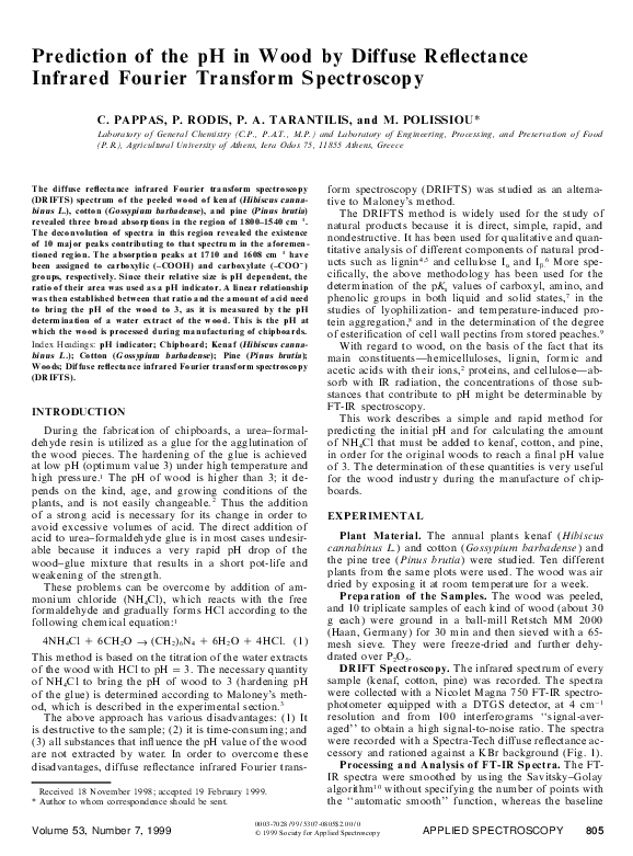 (PDF) Prediction of the pH in Wood by Diffuse Reflectance Infrared ...