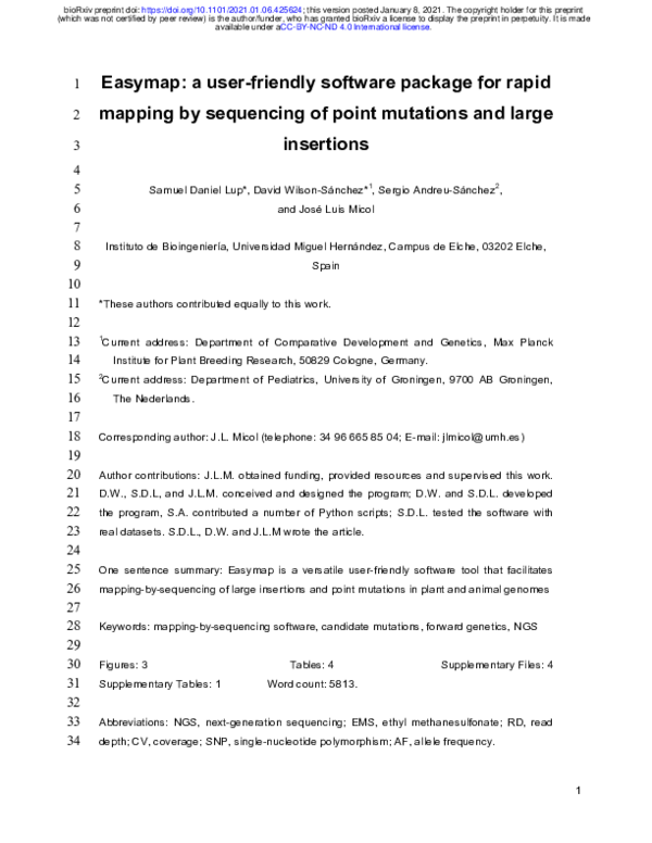 Easymap: a user-friendly software package for rapid mapping by sequencing of point mutations and ...