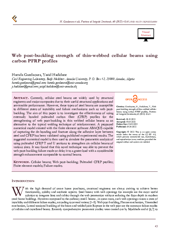 (PDF) Web post-buckling strength of thin-webbed cellular beams using ...
